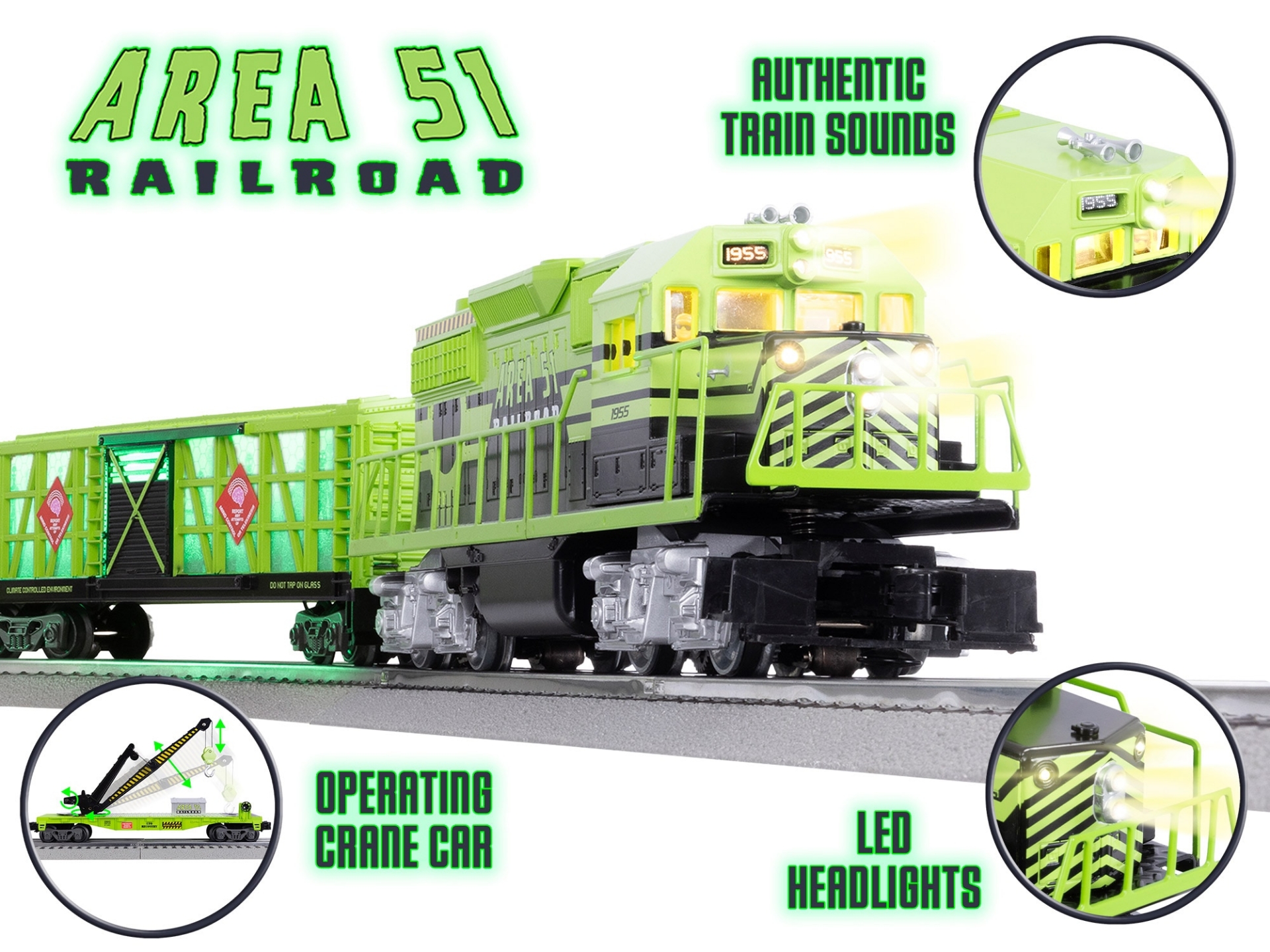 Grzyboski's Train Store: Lionel Area 51 UFO Recovery LionChief Set